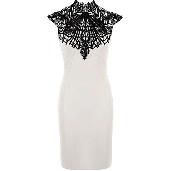 Rickety Rack | Dresses | Rickety Rack Black Guipure Lace Neck White ...